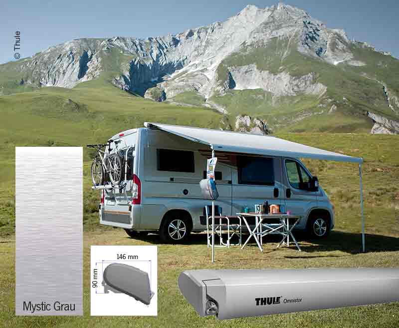 Markisen-Set Omnistor 6300 4m, Gehäuse eloxiert, Kappen: grau | Markise ...